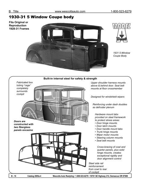1930-31 5 Window Coupe body - Wescott - Wescott's Auto