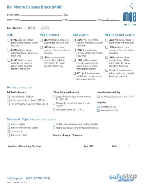 Rx: Moore Balance Brace (MBB)