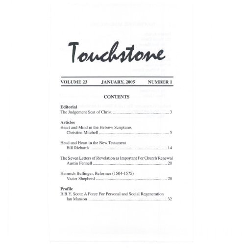 Volume 23, January. 2005, Number 1 - Touchstone Journal
