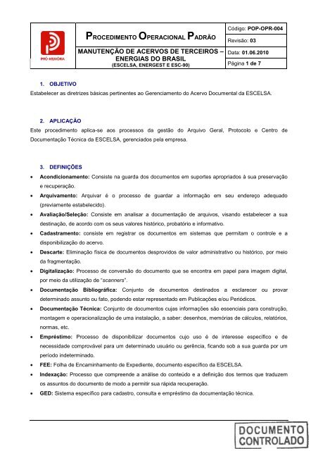 procedimento operacional padrão