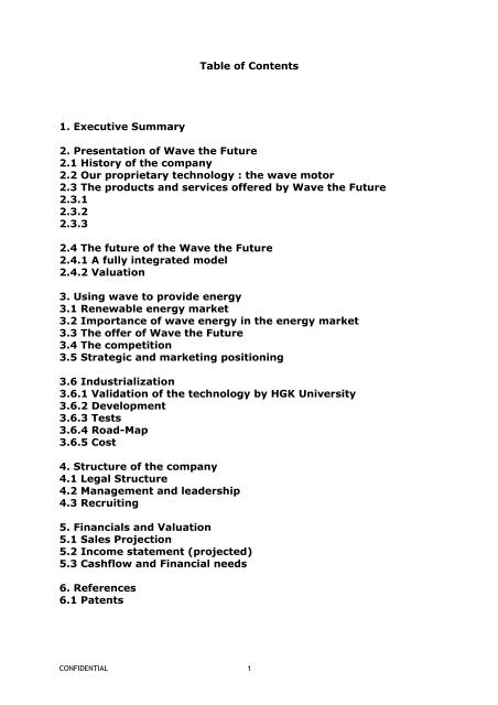 Table Of Contents Executive Summary