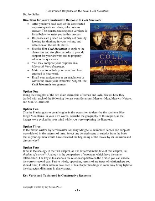 Constructed Response - Novel - Teaching Film Study