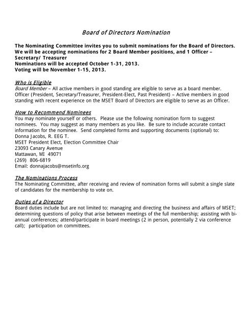 Board Of Directors Nomination Form Msetinfo board-of-directors-nomination-form-msetinfo