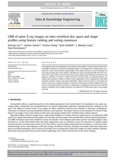 CBIR of spine X-ray images on inter-vertebral disc space and shape ...