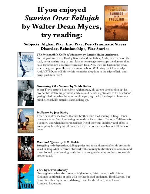 Sunrise Over Fallujah by Walter Dean Myers - Ridley School District