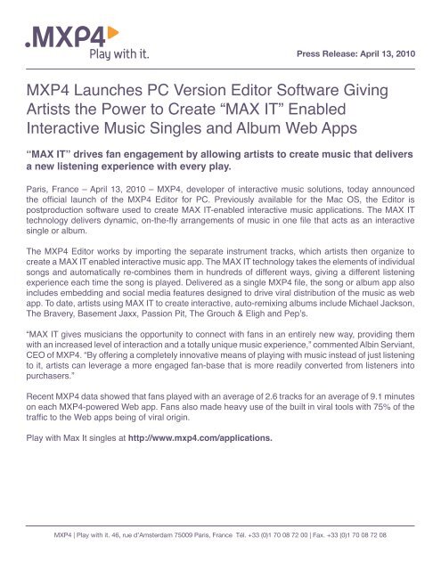 MXP4 Launches PC Version Editor Software Giving Artists - Mxp4.com