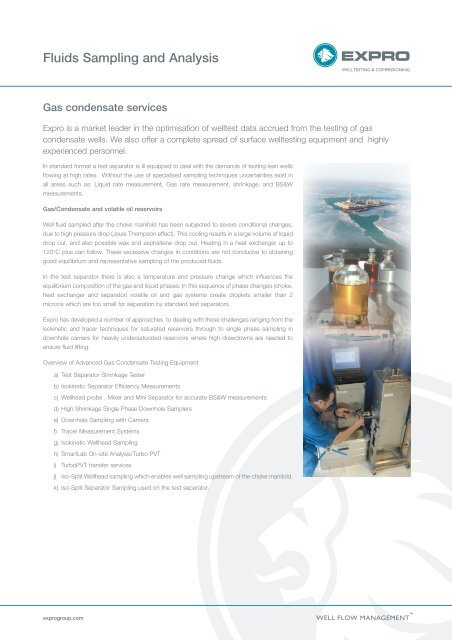Fluids Sampling and Analysis - Expro Group