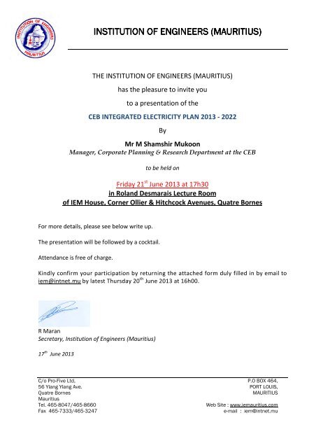 registration form - Institution of Engineers Mauritius