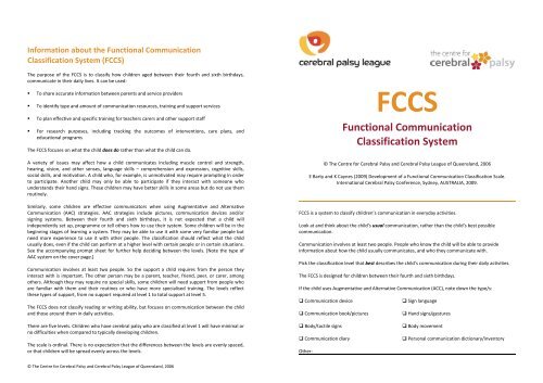 Functional Communication Classification System - Cerebral Palsy ...