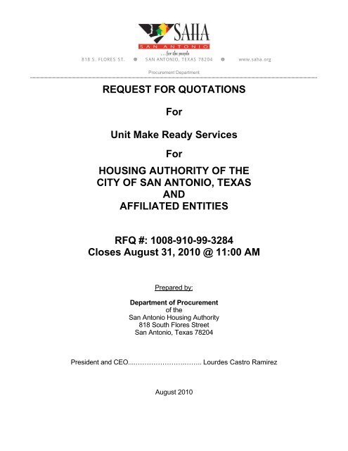 REQUEST FOR QUOTATIONS For Unit Make Ready Services For ...