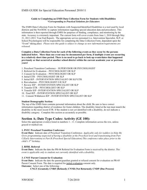 Guide To EMIS Form Northwest Ohio Educational Service Center guide-to-emis-form-northwest-ohio-educational-service-center