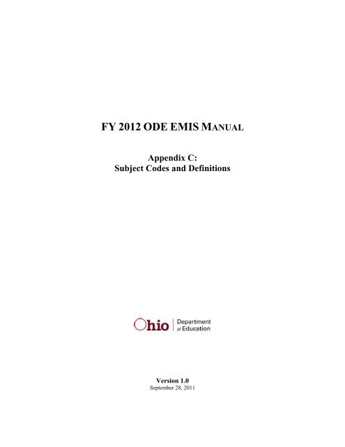 EMIS Reporting Instructions - Ohio Department of Education