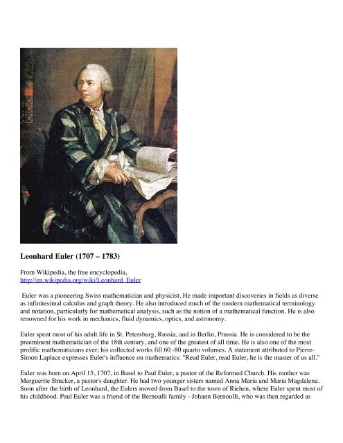 Leonhard Euler Working