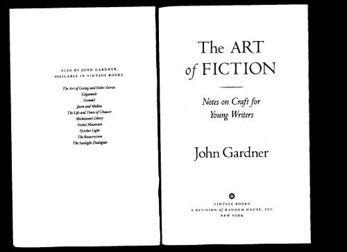 John Gardner, The Art of Fiction.pdf - stockwell-college-writing-2-spri ...
