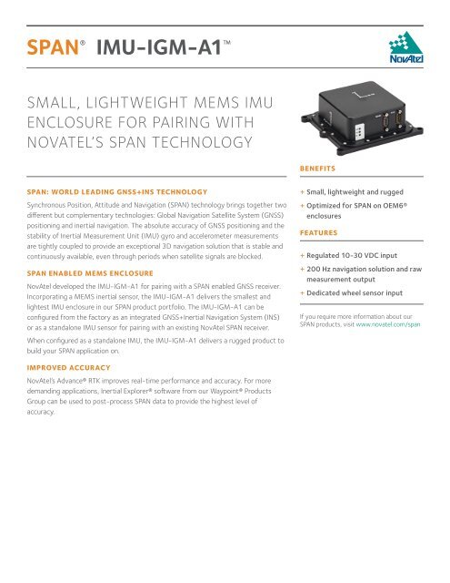 IMU-IGM-A1â ¢ - NovAtel Inc.