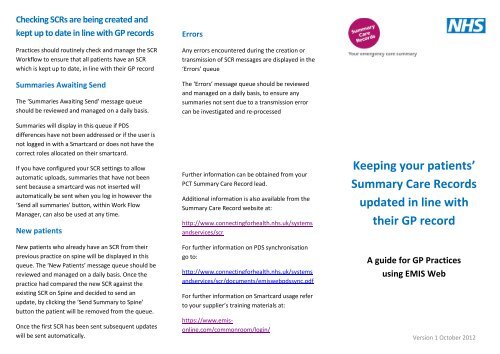 Summary Care Records updated in line with their GP record