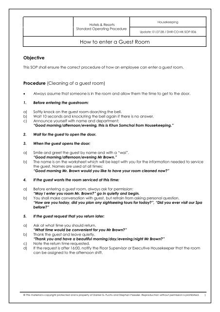 How to enter a Guest Room - Dr. Daniel G. Fuchs