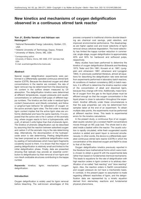 New kinetics and mechanisms of oxygen delignification observed in ...