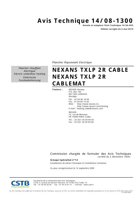 Avis Technique 14/08-1300 - CSTB