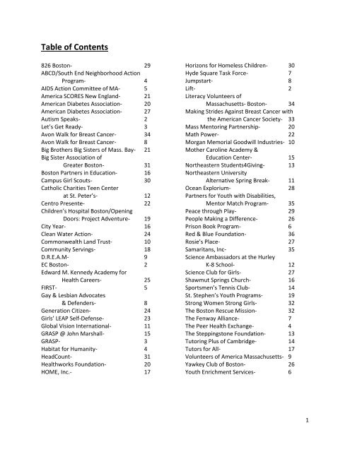 Table of Contents - Northeastern University