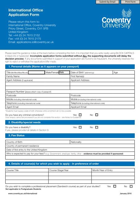 International Office Application Form