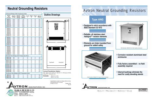 Avtron Neutral Grounding Resistors