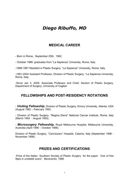 Diego Ribuffo, MD - Regenerative Surgery
