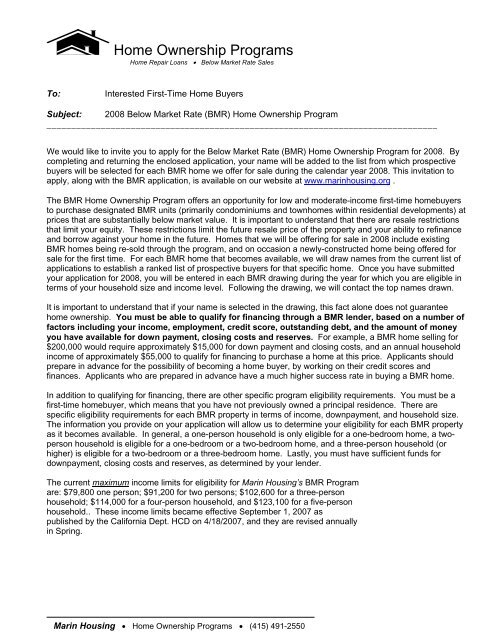 Home Ownership Programs - Marin Housing Authority