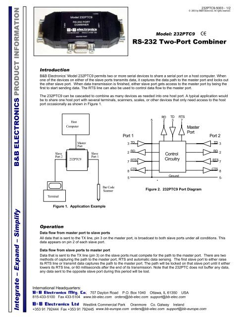 232PTC9 - Datasheet - RS-232 Two-Port Combiner - Delmation