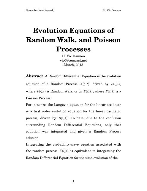 Evolution Equations of Random Walk and Poisson Processes