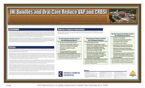 IHI Bundles and Oral Care Reduces VAP and CRBSI_PV