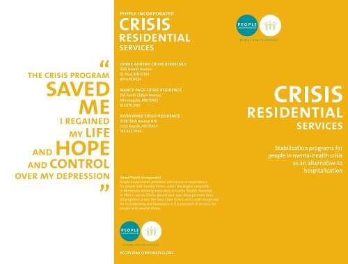 Crisis Residential Services Brochure - People Incorporated