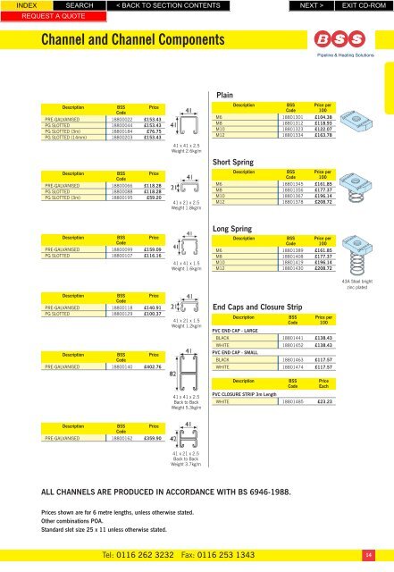 Channel and Channel Components - BSS Price Guide 2010