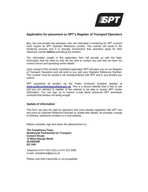 Register of Operators Application form - SPT