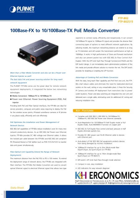 100Base-FX to 10/100Base-TX PoE Media Converter