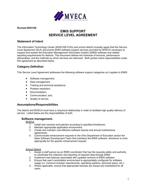 Information Technology Service Level Agreement Template