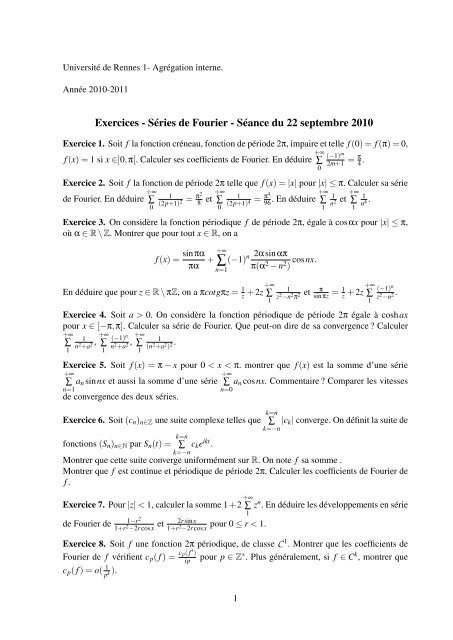 Convergence des séries de Fourier