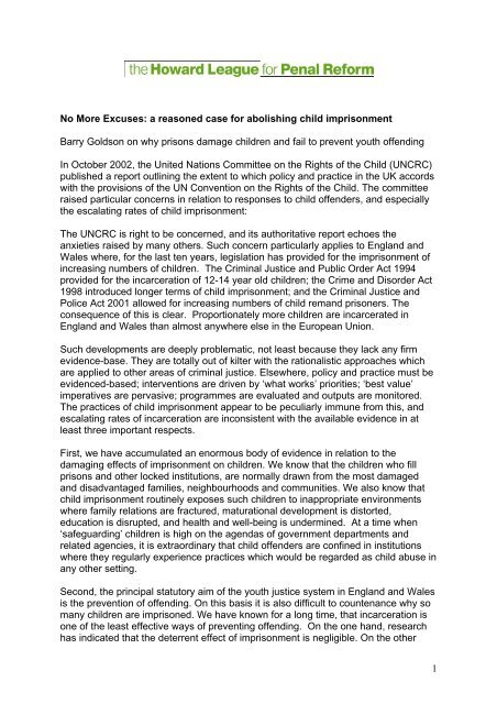 Barry Goldson - The Howard League for Penal Reform