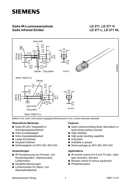 GaAs-IR-Lumineszenzdiode GaAs Infrared Emitter LD 271, LD 271 ...