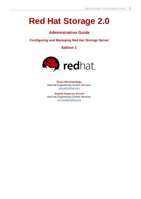 Red Hat Storage 2.0 Administration Guide - Red Hat Customer Portal