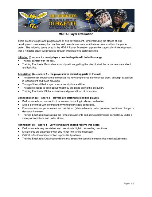 Player Evaluation Outline - Ontario Ringette Association