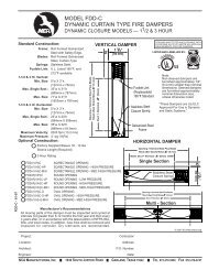 FIRE DAMPER SIZE CHART - NCA Manufacturing