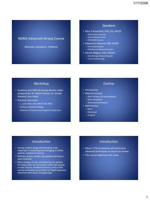 NDMS Advanced Airway Course