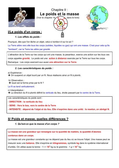 Le poids et la masse