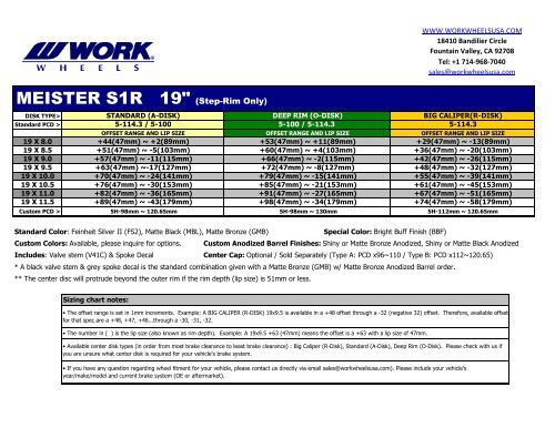MEISTER S1R 19 - Work Wheels