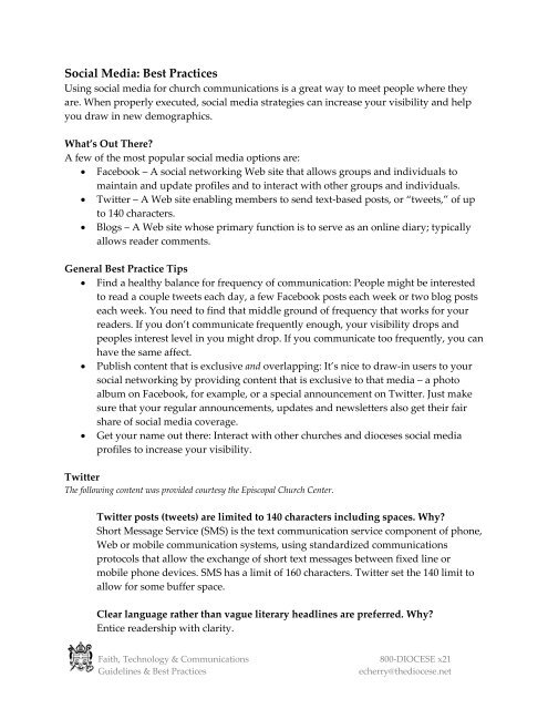 Social Media: Best Practices