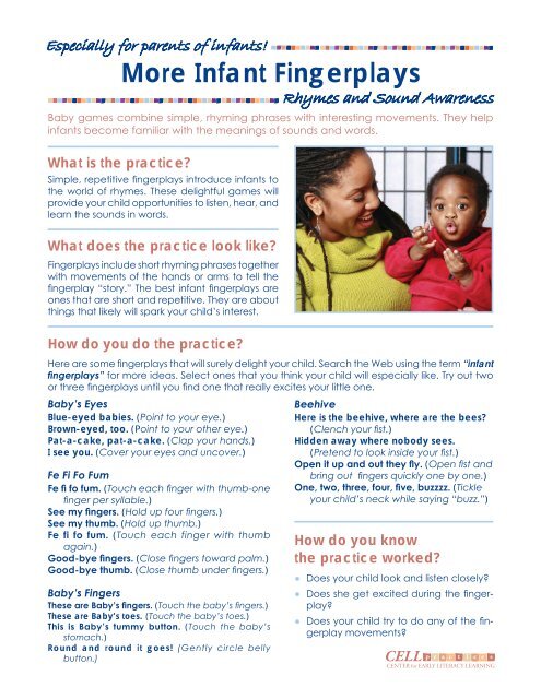 More Infant Fingerplays - Center for Early literacy Learning