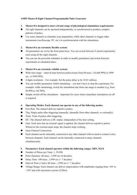 AMPI Master-8 Eight Channel Programmable Pulse Generator 1 ...