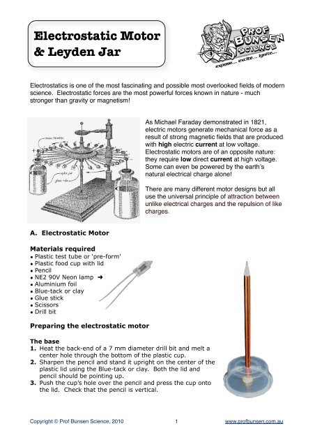 Electrostatic Motor - Prof Bunsen