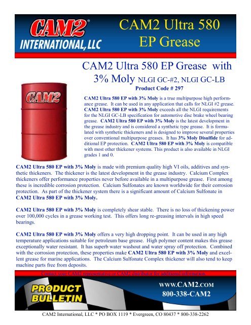 80565-297 PB CAM2 Ultra 580 EP 2 Grease with 3% Moly 11-5-2010